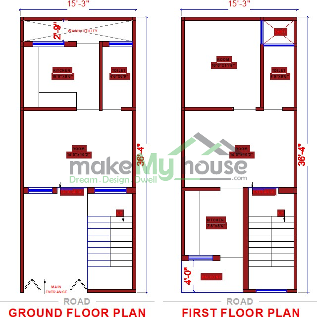 Buy 16x36 House Plan | 16 by 36 Elevation Design | Plot Area Naksha