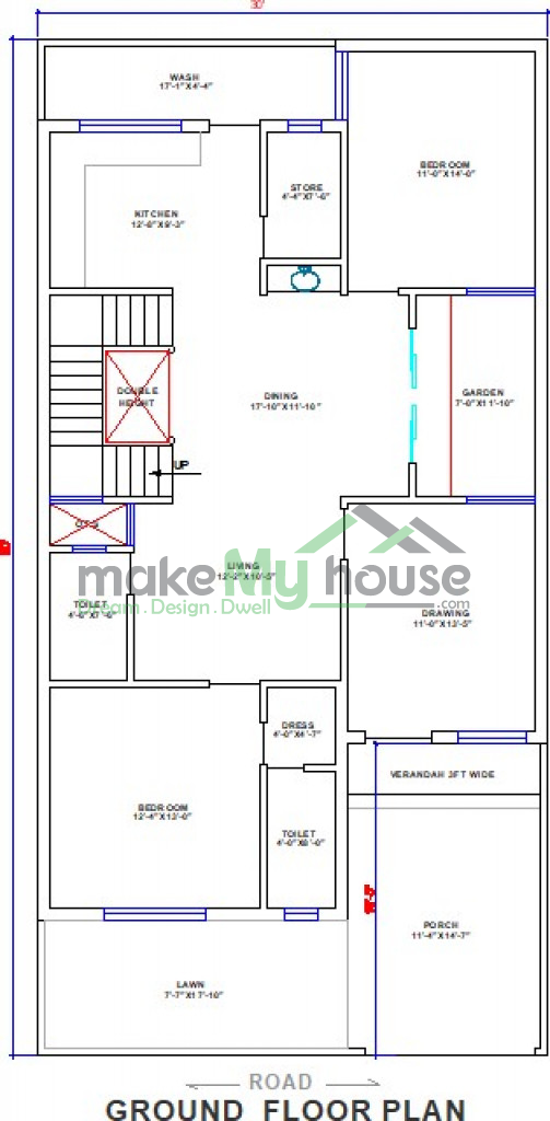 Buy 30x60 House Plan | 30 by 60 Elevation Design | Plot Area Naksha