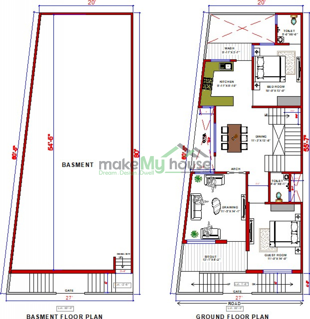 Buy 20x60 House Plan | 20 by 60 Front Elevation Design | 1200Sqrft Home ...