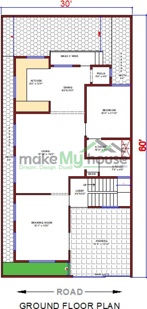 Buy 30x60 House Plan | 30 by 60 Elevation Design | Plot Area Naksha