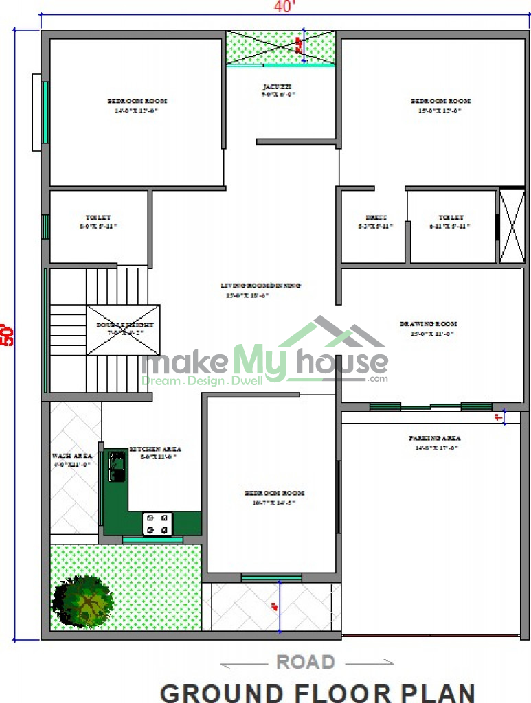 Buy 40x50 House Plan | 40 by 50 Front Elevation Design | 2000Sqrft Home ...