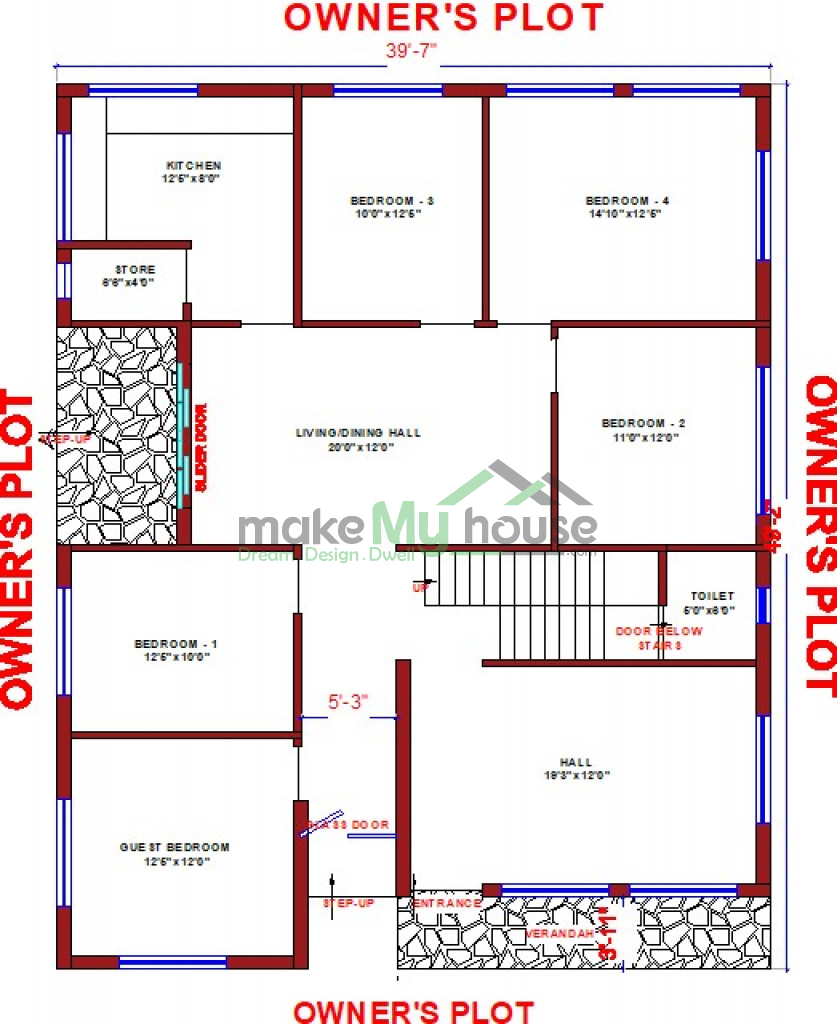 Buy 40x50 House Plan | 40 by 50 Elevation Design | Plot Area Naksha
