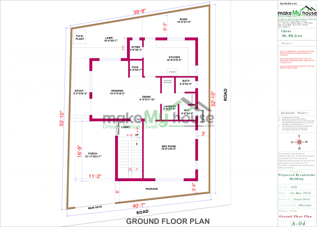 Buy 40x50 House Plan | 40 by 50 Front Elevation Design | 2000Sqrft Home ...