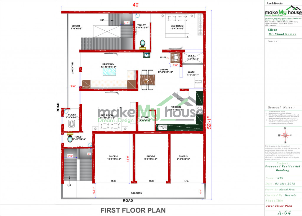 Buy 40x50 House Plan | 40 by 50 Front Elevation Design | 2000Sqrft Home ...
