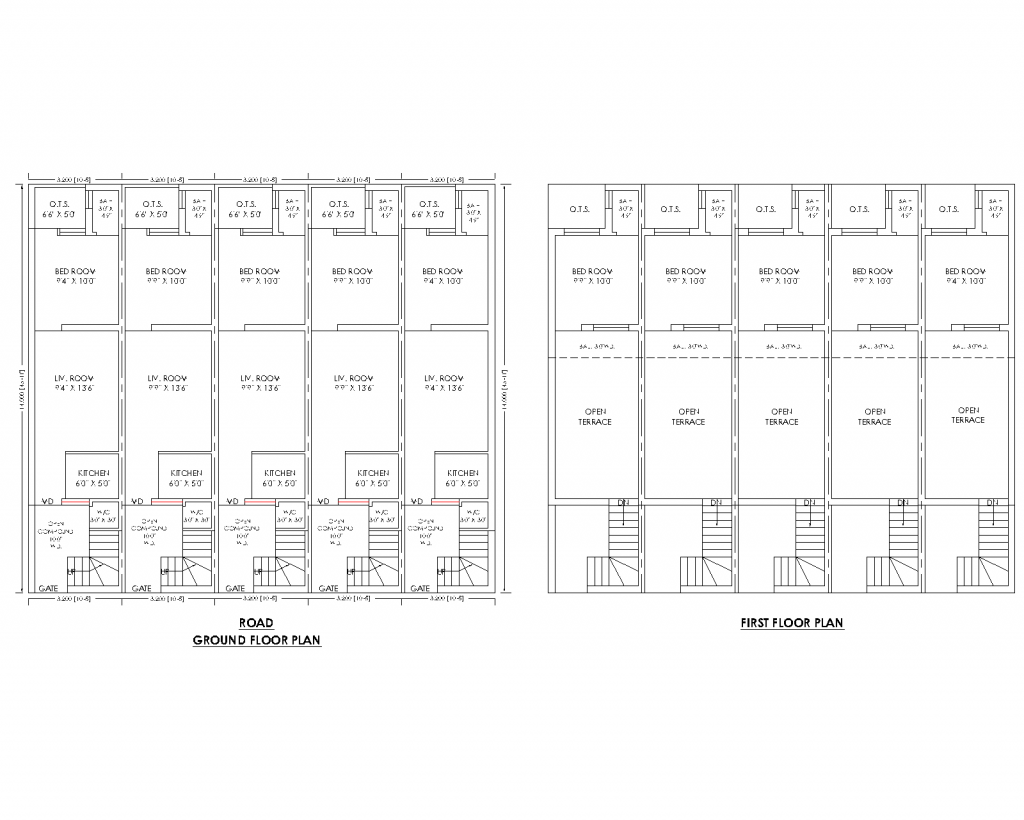 Row House Floor Plan Designs | Best Floorplan Architectural Plan | Hire ...