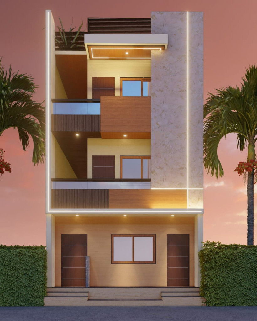 Triplex Elevation Designs | Best Exterior Design Architectural Plan ...