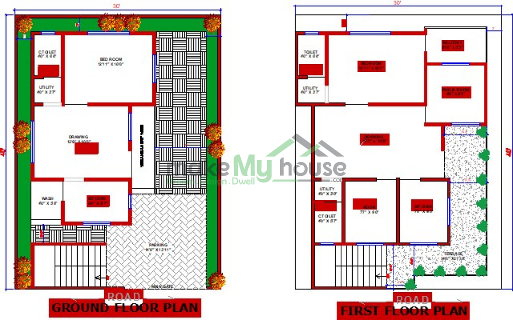 Buy 30x40 House Plan | 30 by 40 Front Elevation Design | 1200Sqrft Home ...