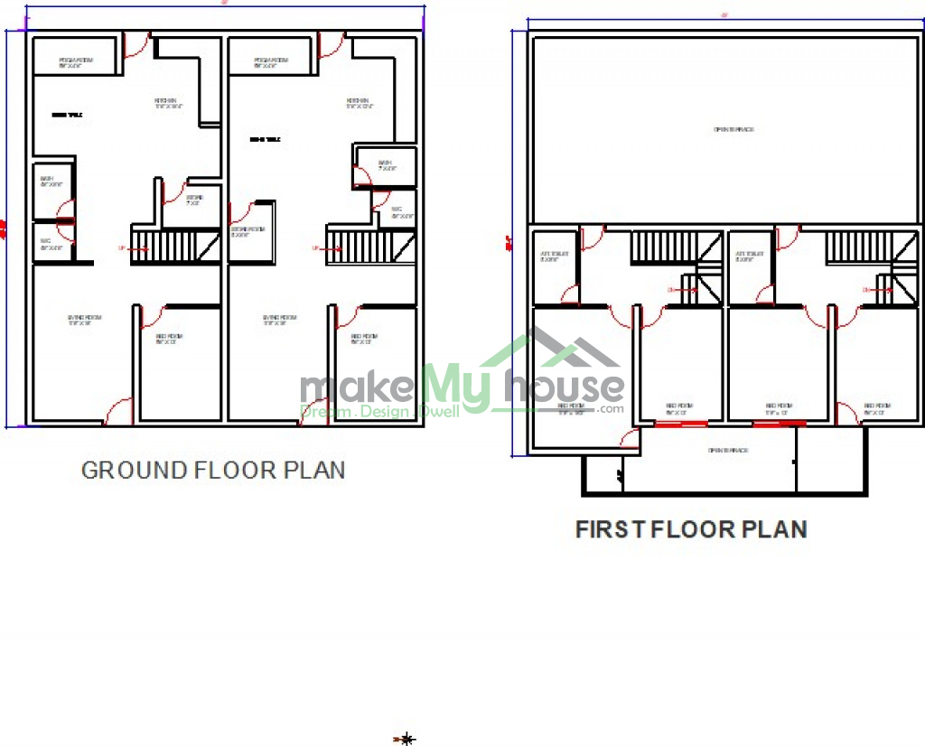 Buy 46x45 House Plan | 46 by 45 Front Elevation Design | 2070Sqrft Home ...