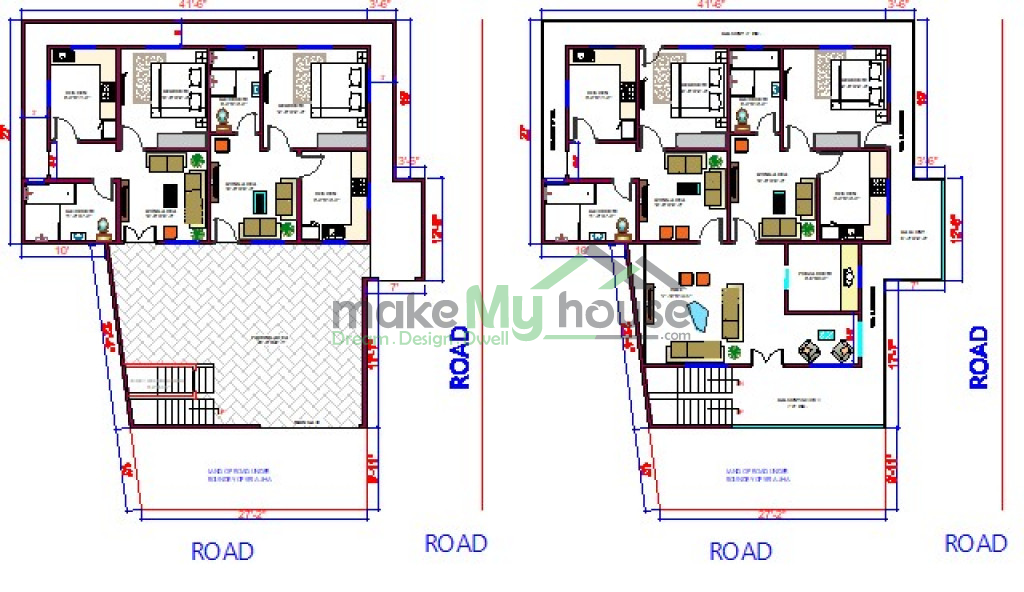 Buy 45x60 House Plan | 45 by 60 Elevation Design | Plot Area Naksha