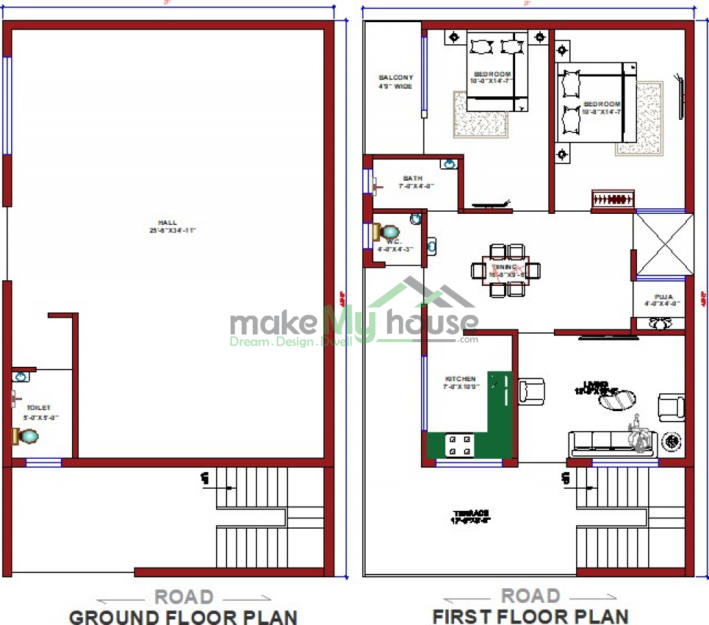 Buy 40x30 House Plan | 40 by 30 Elevation Design | Plot Area Naksha