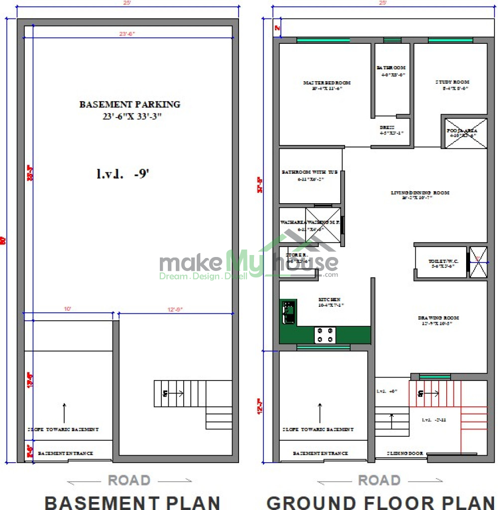 Buy 25x50 House Plan | 25 by 50 Elevation Design | Plot Area Naksha