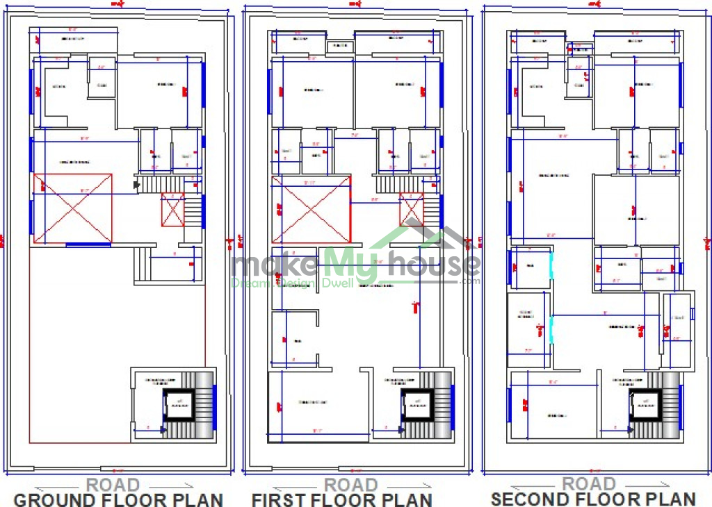 Buy 40x80 House Plan | 40 by 80 Elevation Design | Plot Area Naksha