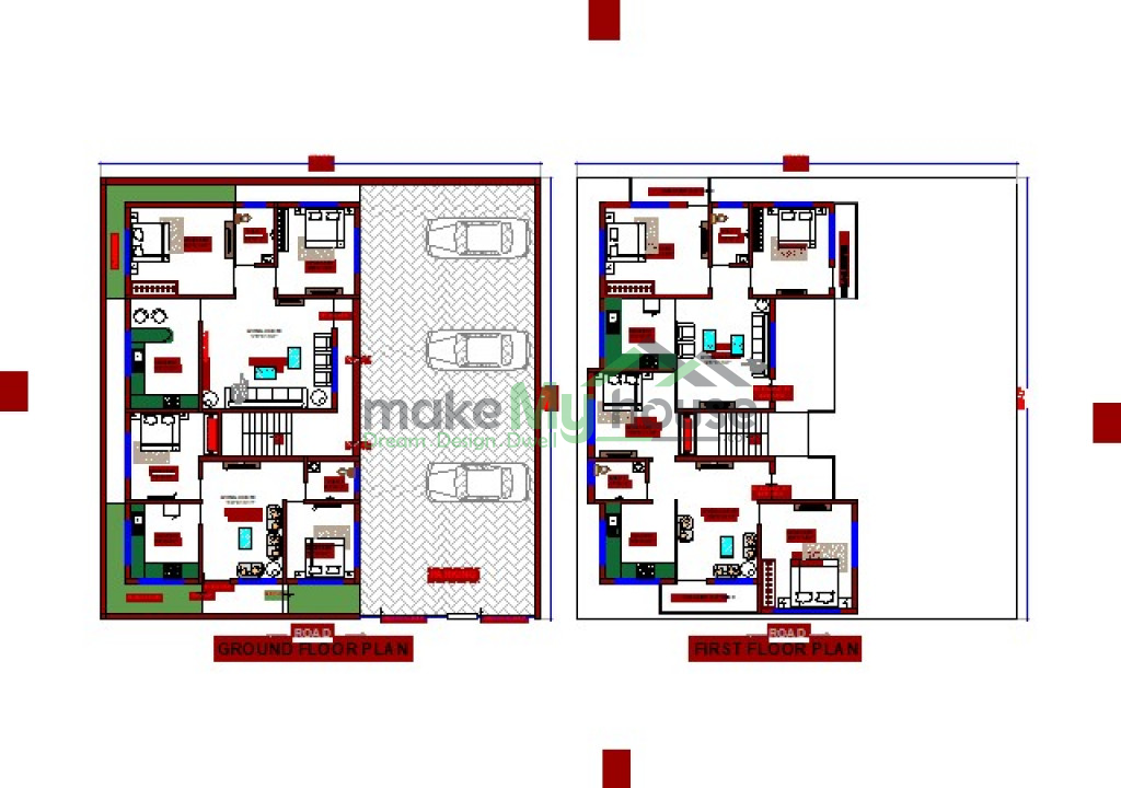 Buy 60x60 House Plan | 60 by 60 Elevation Design | Plot Area Naksha