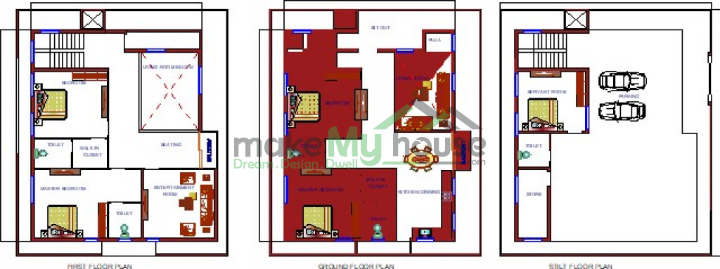 Buy 40x50 House Plan | 40 by 50 Elevation Design | Plot Area Naksha