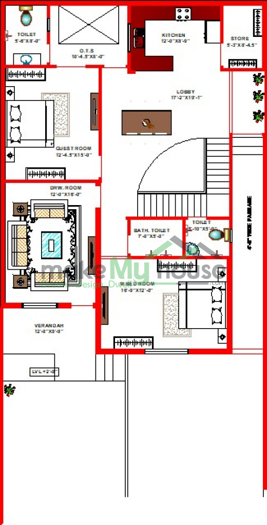 Buy 35x70 House Plan | 35 by 70 Elevation Design | Plot Area Naksha