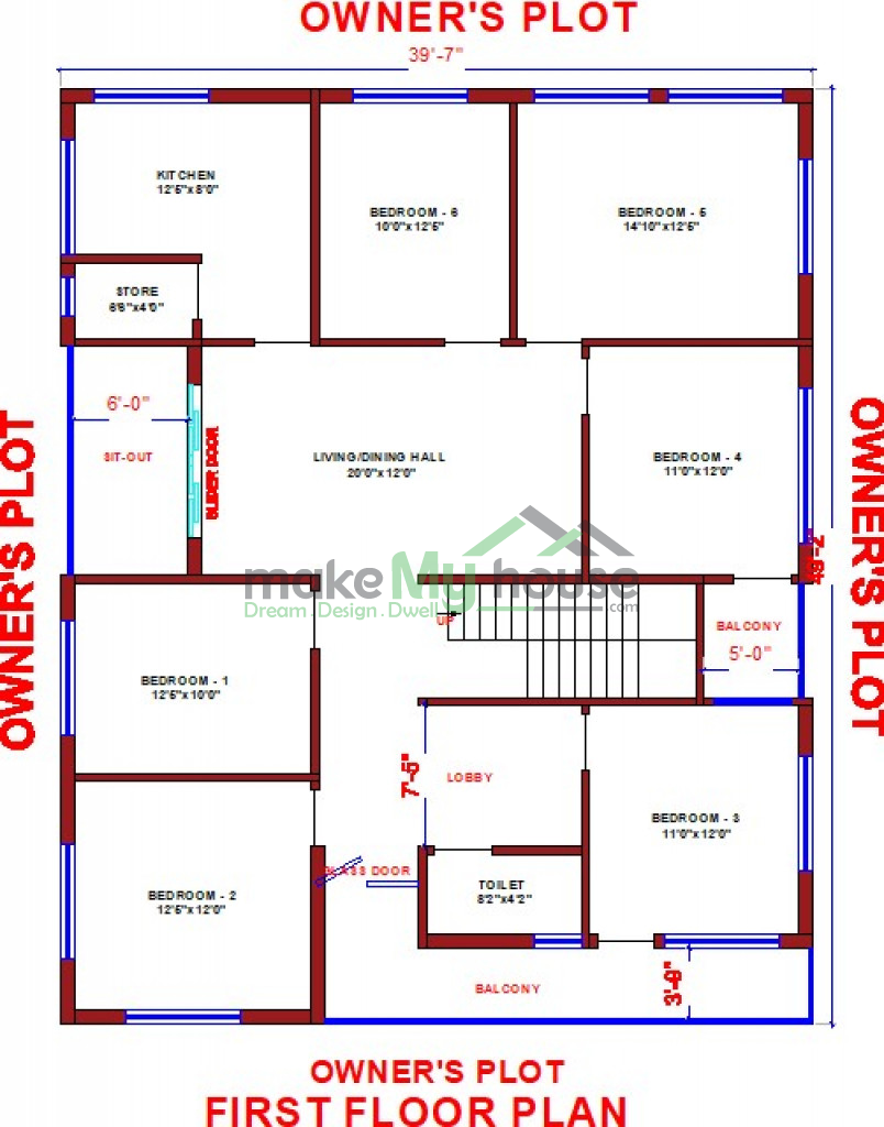 Buy 40x50 House Plan | 40 by 50 Elevation Design | Plot Area Naksha