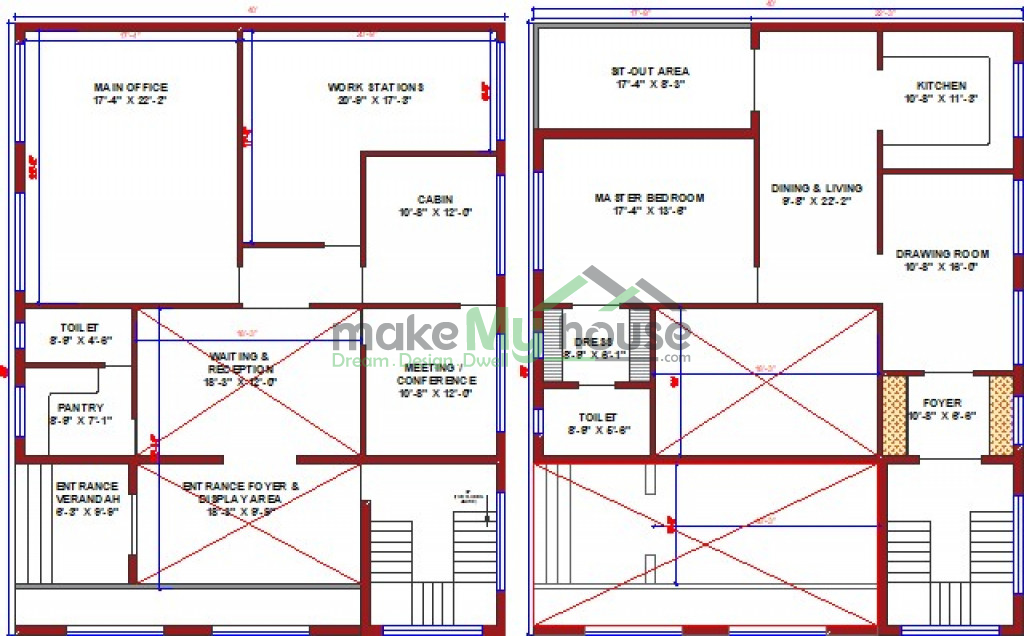 Buy 50x90 House Plan | 50 by 90 Elevation Design | Plot Area Naksha
