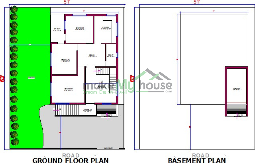 Buy 40x41 House Plan | 40 by 41 Elevation Design | Plot Area Naksha