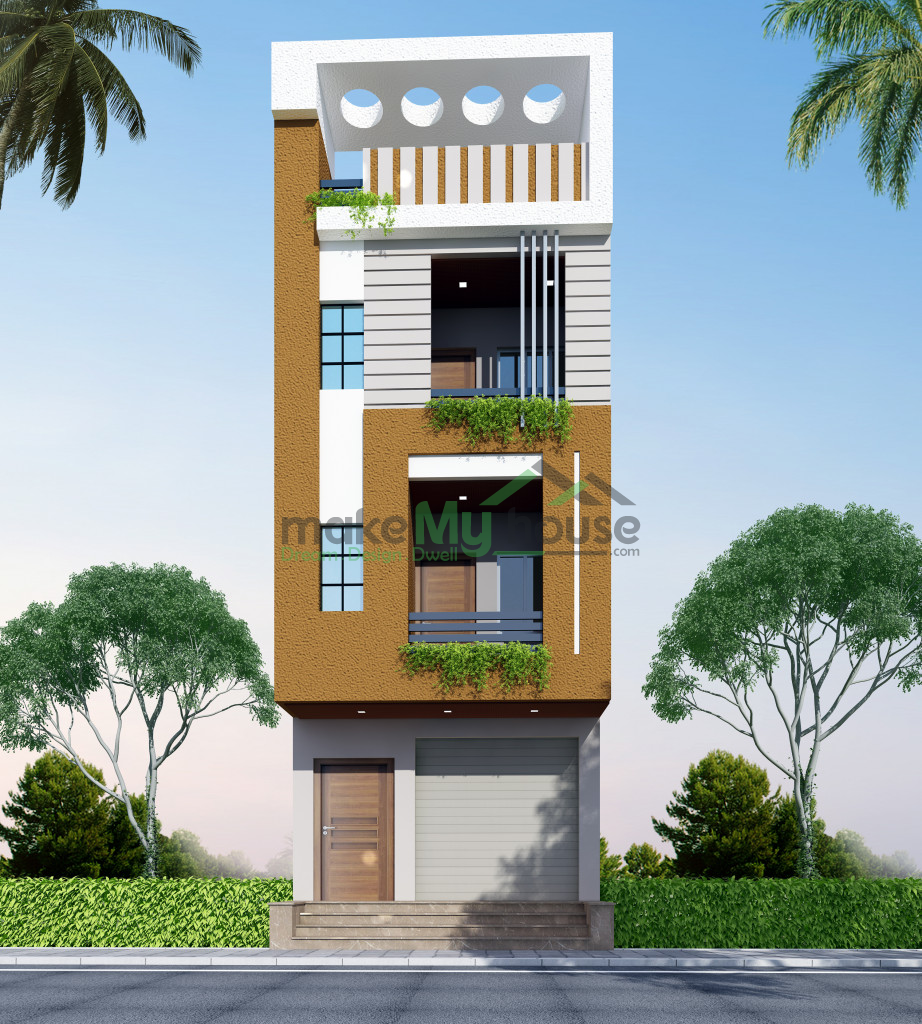 Triplex Small House Elevation, Triplex Elevation Design, Triple Storey ...