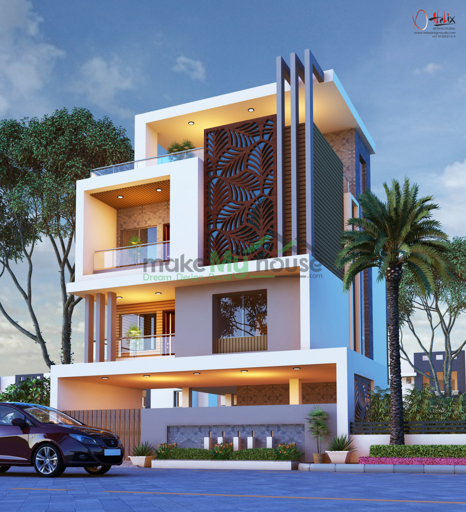 Triple Storey House Elevation,