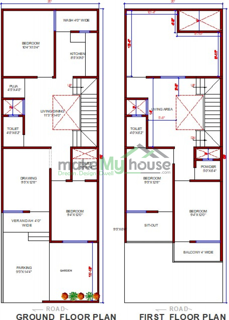 Buy 20x60 House Plan | 20 by 60 Elevation Design | Plot Area Naksha