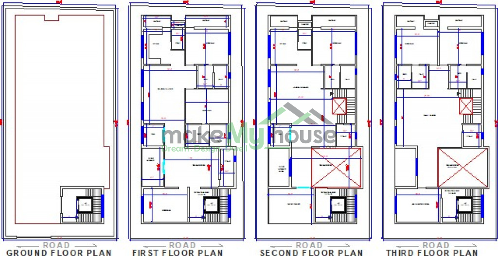 Buy 40x80 House Plan | 40 by 80 Elevation Design | Plot Area Naksha