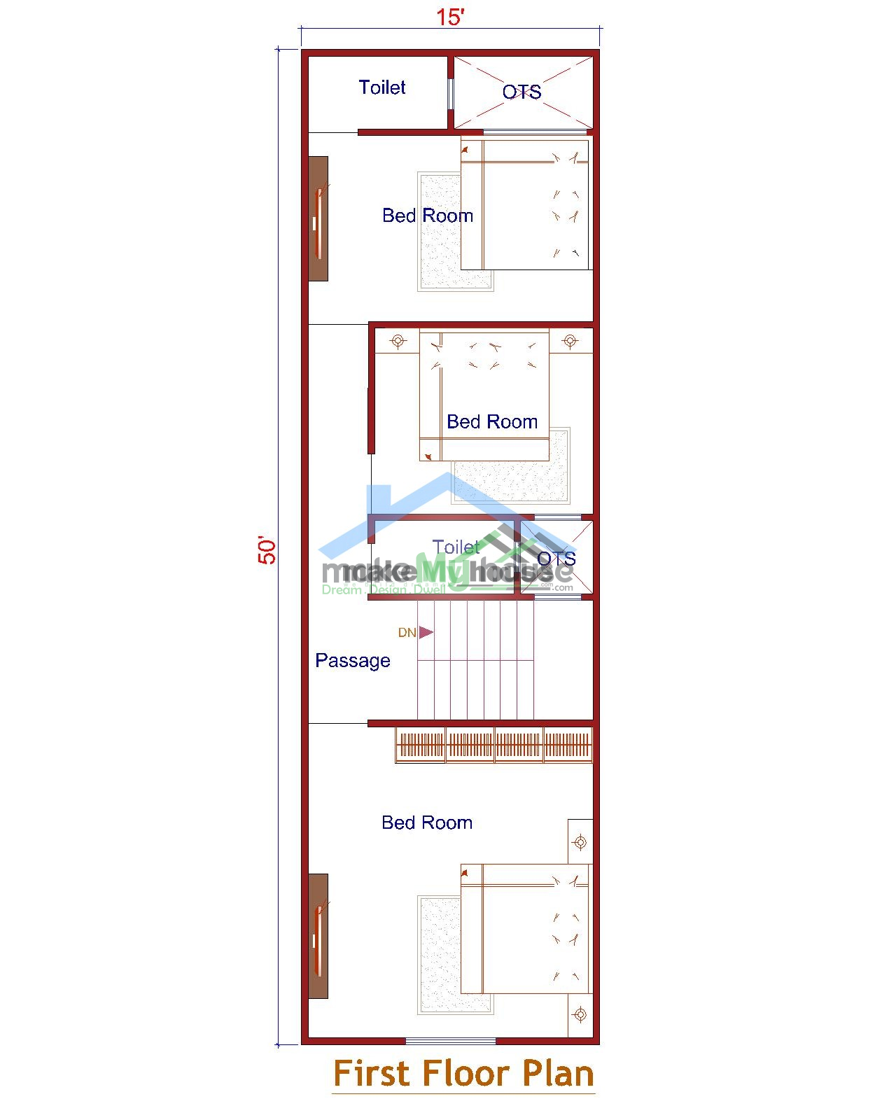 15x50 House Plan West Facing Top 15x50 2bhk 15 50 Ka Naksha, 60% OFF