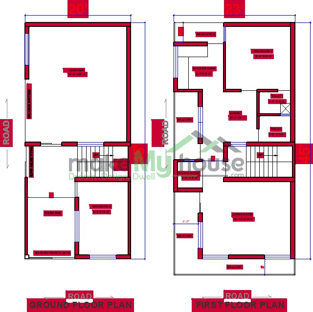 Buy 20x45 House Plan | 20 by 45 Elevation Design | Plot Area Naksha
