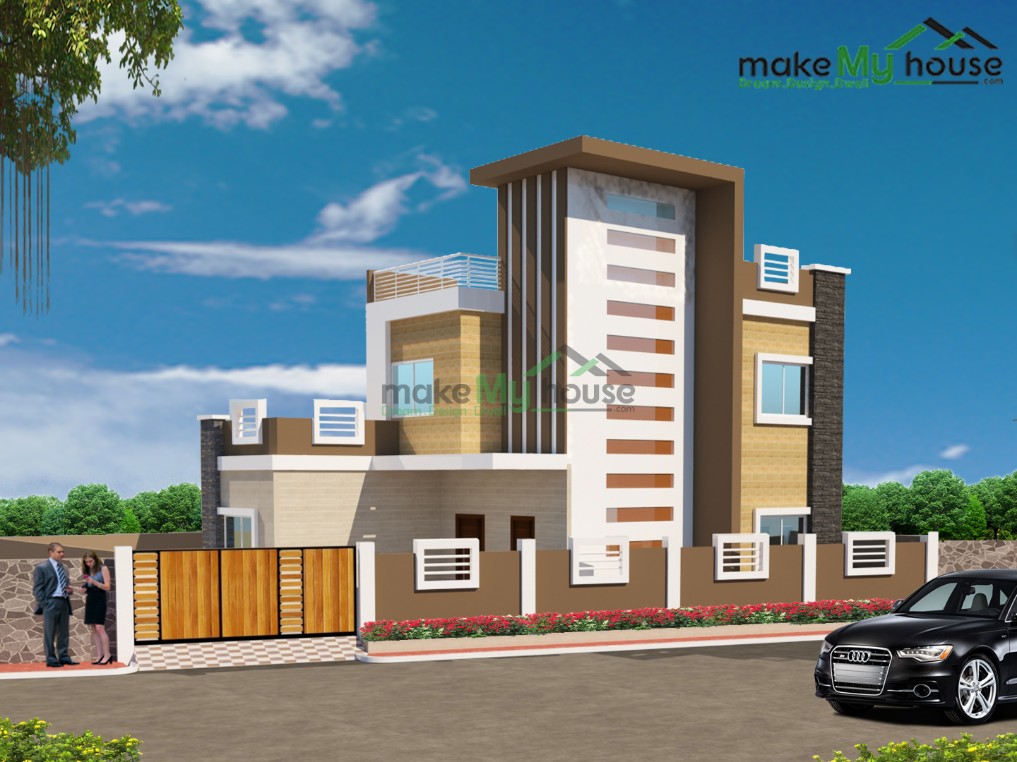 Buy 44x60 House Plan | 44 by 60 Elevation Design | Plot Area Naksha