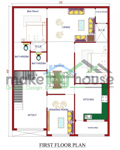 Buy 30x45 House Plan | 30 by 45 Elevation Design | Plot Area Naksha