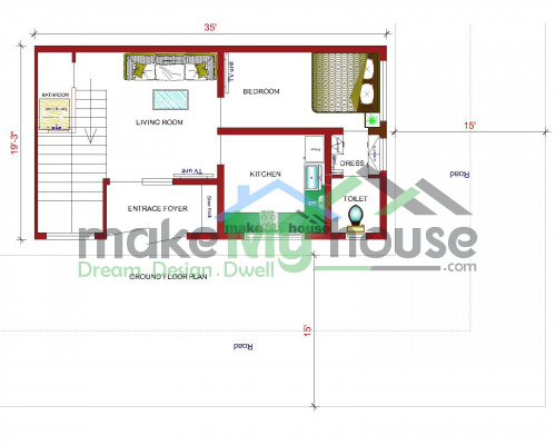 Buy 35x20 House Plan | 35 by 20 Elevation Design | Plot Area Naksha