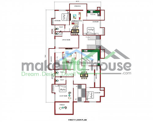 Buy 40x80 House Plan | 40 by 80 Elevation Design | Plot Area Naksha