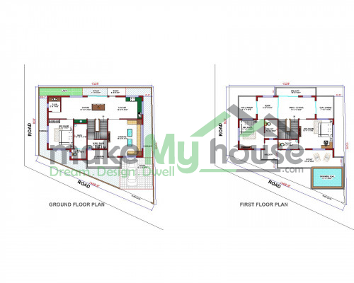 Buy 50x30 House Plan | 50 by 30 Elevation Design | Plot Area Naksha