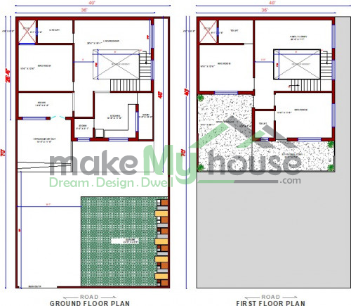 Buy 40x70 House Plan | 40 by 70 Elevation Design | Plot Area Naksha