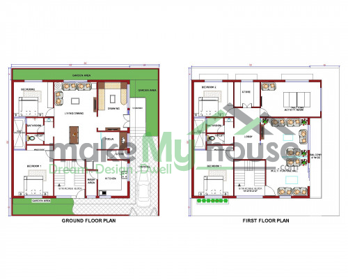 Buy 50x50 House Plan | 50 by 50 Elevation Design | Plot Area Naksha