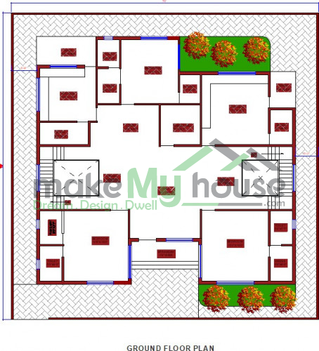 Buy 70x70 House Plan | 70 by 70 Elevation Design | Plot Area Naksha