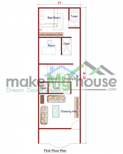 Buy 15x50 House Plan | 15 by 50 Elevation Design | Plot Area Naksha