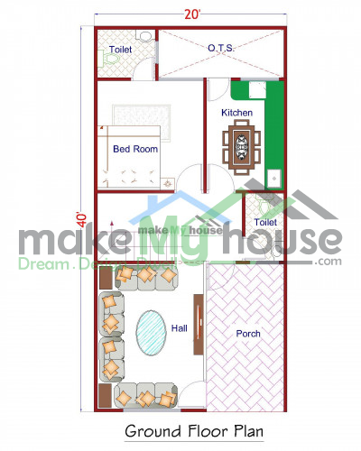 Buy 20x40 House Plan | 20 by 40 Elevation Design | Plot Area Naksha