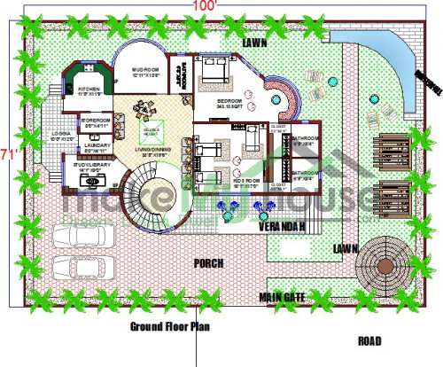 Buy 100x70 House Plan | 100 by 70 Elevation Design | Plot Area Naksha