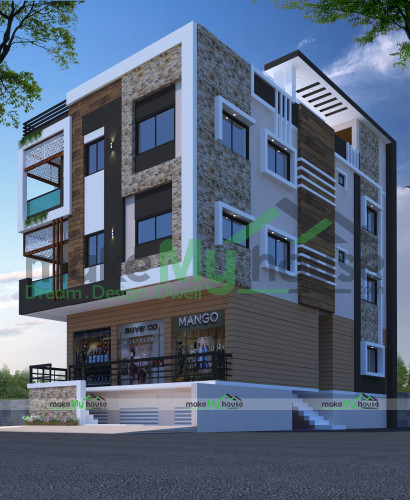 32*49 House plan, 1568 SqFt Floor Plan triplex Home Design- 3758