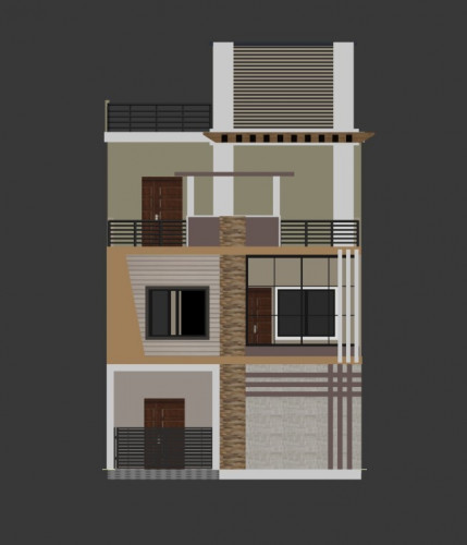 25*100 House plan, 2500 SqFt Floor Plan triplex Home Design- 3811