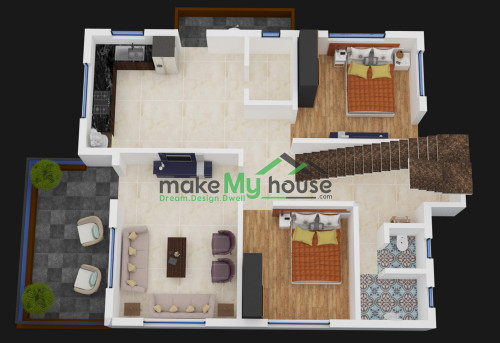 30*42 House plan, 1260 SqFt Floor Plan singlex Home Design- 3894