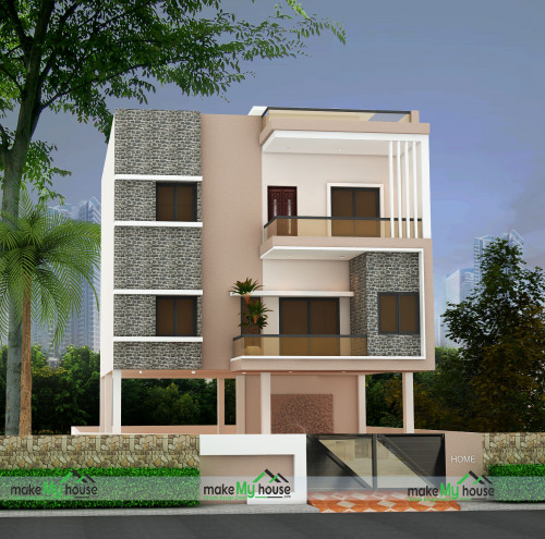 37*53 House plan, 1961 SqFt Floor Plan triplex Home Design- 5333