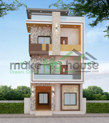 24*34 House plan, 816 SqFt Floor Plan triplex Home Design- 5647