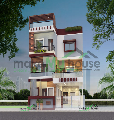 29*59 House plan, 1711 SqFt Floor Plan triplex Home Design- 5697