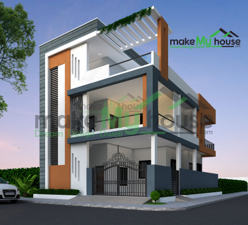 32*49 House plan, 1568 SqFt Floor Plan triplex Home Design- 7208