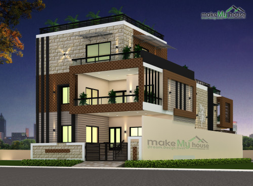 33*80 House plan, 2640 SqFt Floor Plan triplex Home Design- 7219