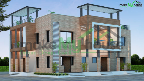 50*46 House plan, 2300 SqFt Floor Plan duplex Home Design- 7542