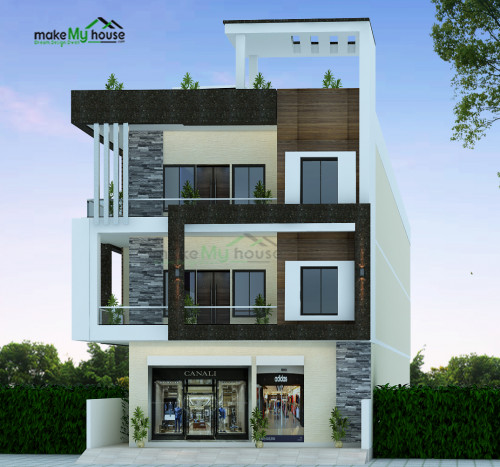 28*123 House plan, 3444 SqFt Floor Plan triplex Home Design- 7682