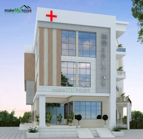 Modern Hospital Building Elevation